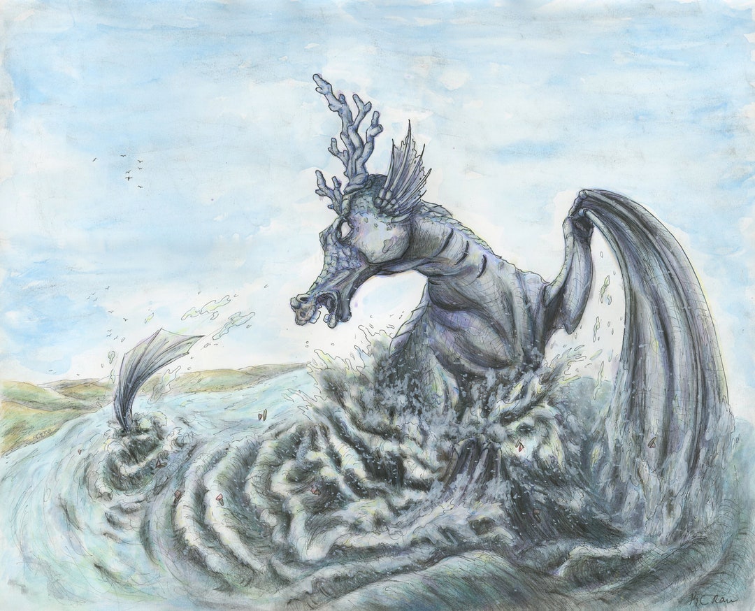 138 - Hippocampus Mythical Creature, Fantasy Art Print - Etsy