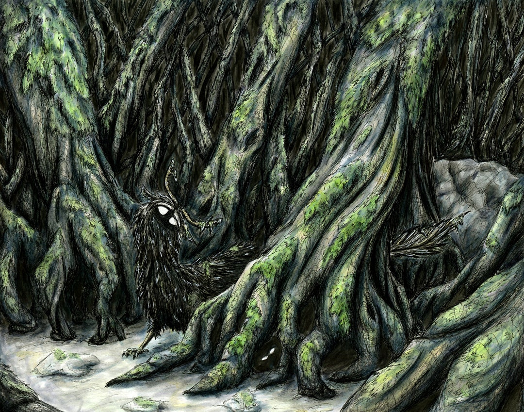 210- Rainforest Cryptid, Mythical Creature, Dark Fantasy Art Print - Etsy