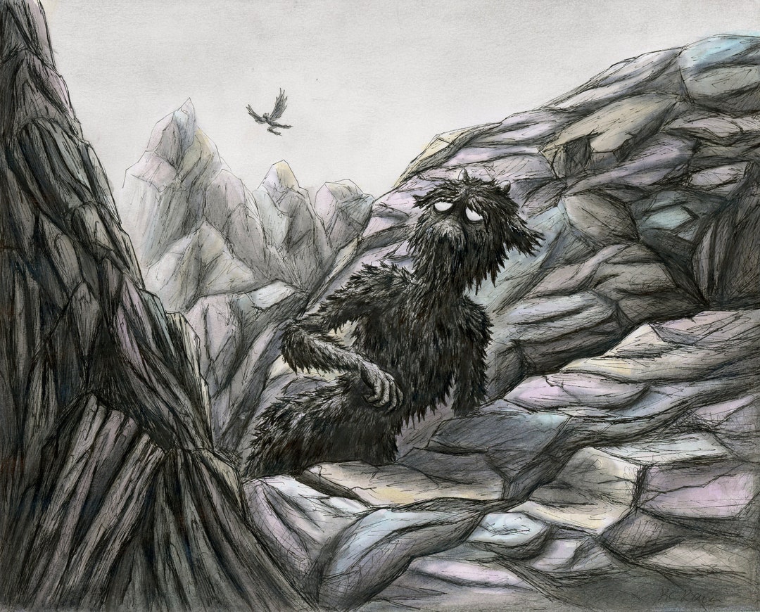 209- Glacier Monster Cryptid, Mythical Creature, Dark Fantasy Art Print ...