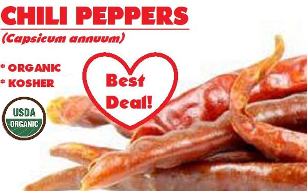 Organic CHILI PEPPERS Capsicum Annuum, Bird's Eye, Dried Pepper, Bulk ...