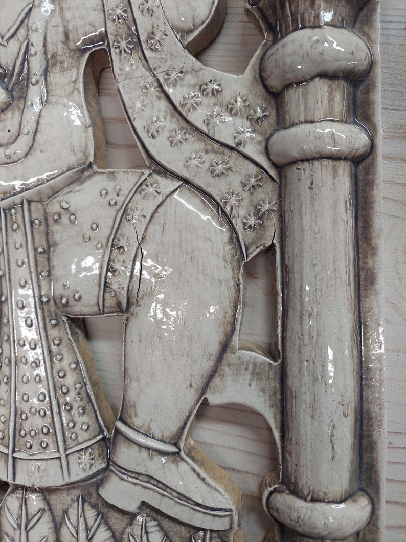 Hanuman Hindu God Ceramic Tile 11 X 16 3/4 Hand Pressed, White and Grey ...