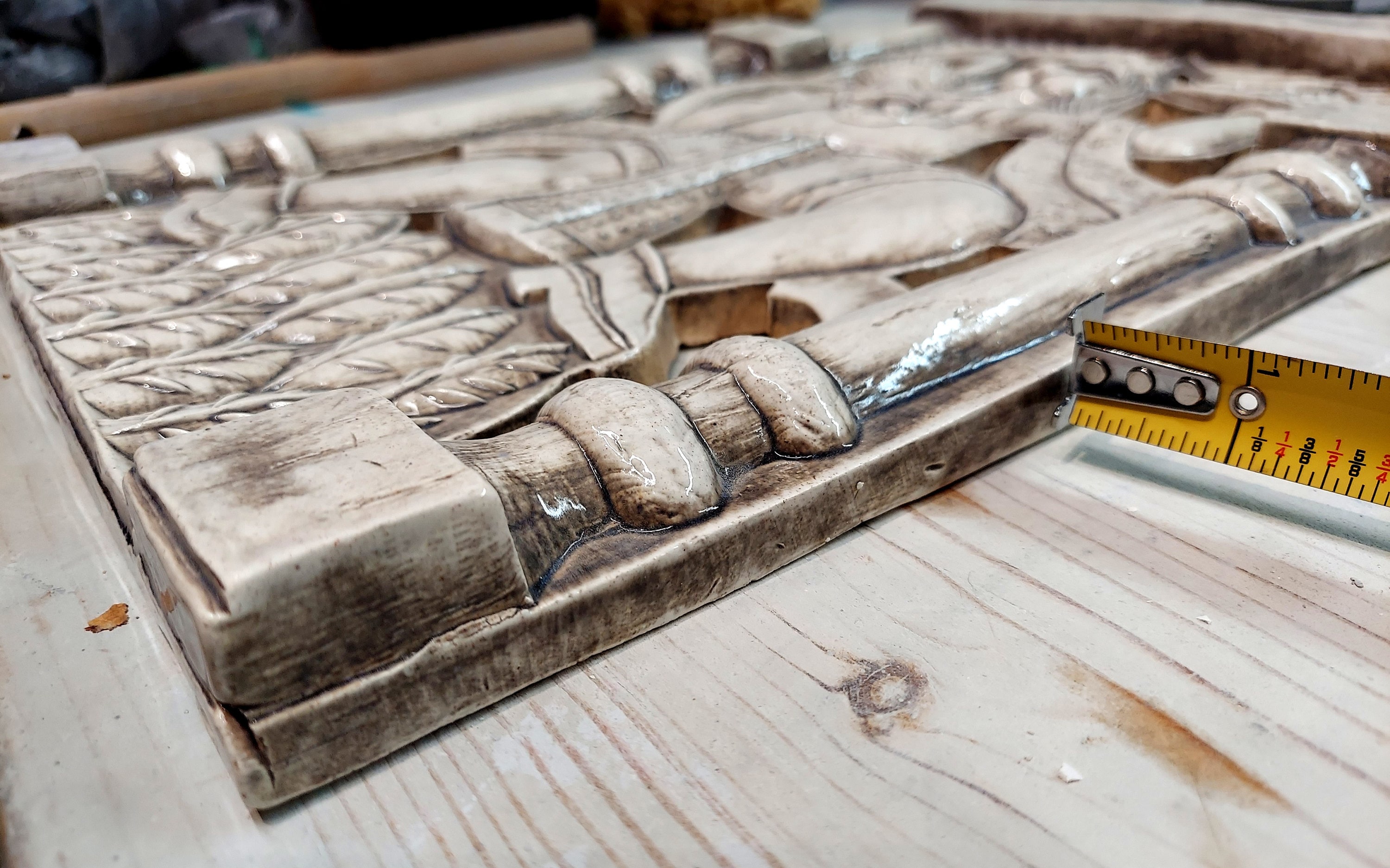 Hanuman Hindu God Ceramic Tile 11 X 16 3/4 Hand Pressed, White and Grey ...