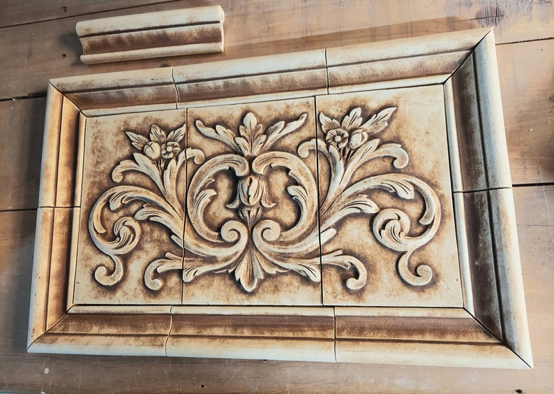 Ceramic Tile Medallion for Your Kitchen Backsplash. Floral and Plain ...