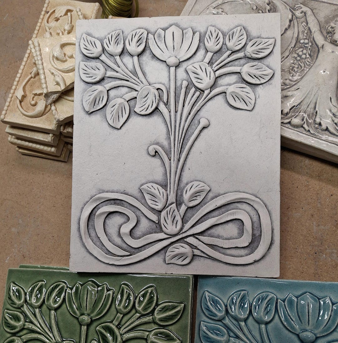 Tree Relief Ceramic Tile 8.25 X 10.25" Hand Pressed, Matte White - Etsy
