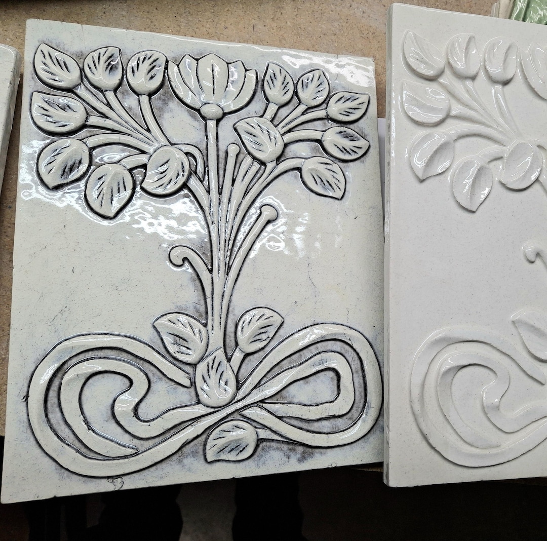 Tree Relief Ceramic Tile 8.25 X 10.25" Hand Pressed, Tan and Beige - Etsy