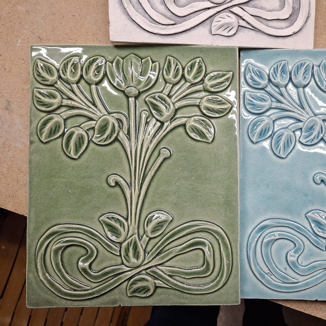Tree Relief Ceramic Tile 8.25 X 10.25" Hand Pressed, Tan and Beige - Etsy