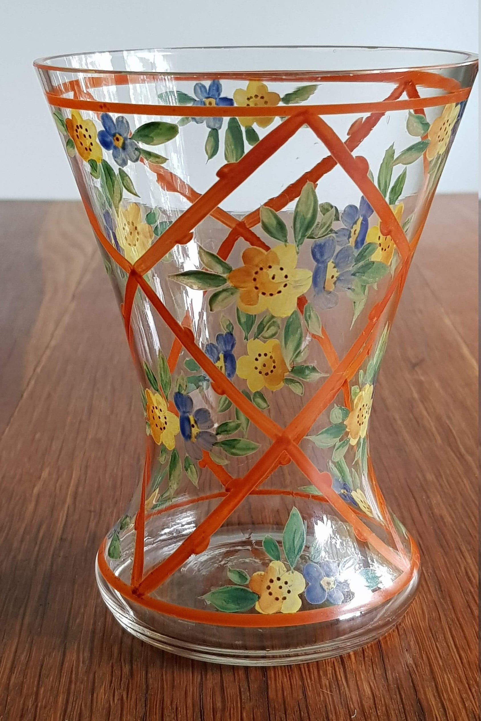 Vintage hand painted glass vase made in Czechoslovakia orange | Etsy