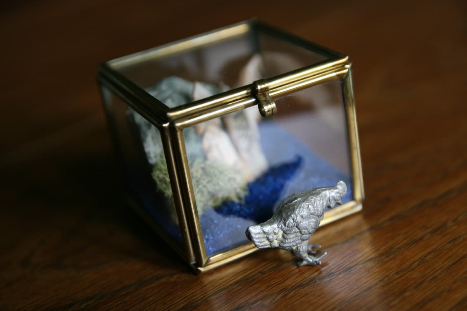 Vintage Brass Glass Diorama- Miniature World With Serpentine Rock - Etsy