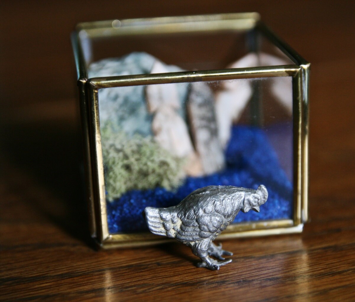 Vintage Brass Glass Diorama- Miniature World With Serpentine Rock - Etsy