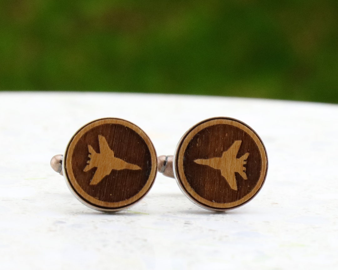 Jet Plane or Propeller Plane - Laser Cut Wood Cufflinks - Bronze/copper ...