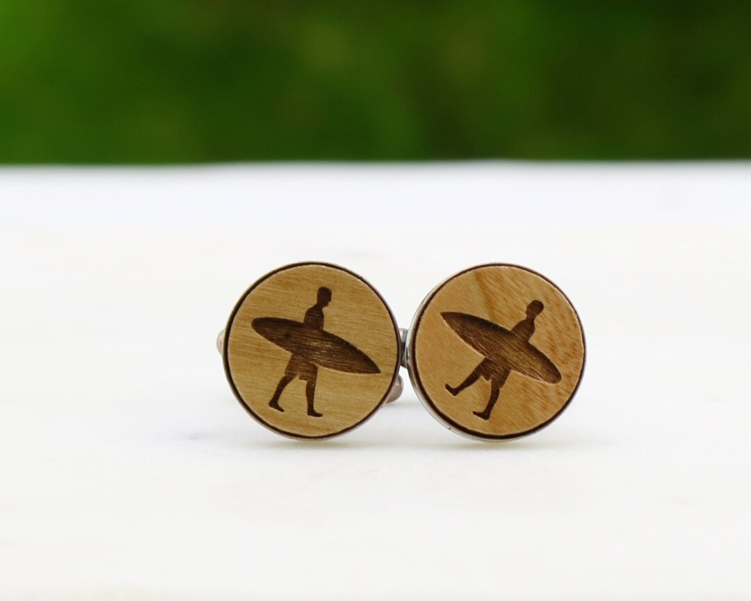 Surfer Laser Cut Copper Wood Cufflinks - Shaka - Hang Loose - Surfer ...