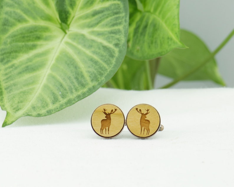 Stag Wood Cufflinks - Woodland Cufflinks - Rustic Wedding - Woodland ...