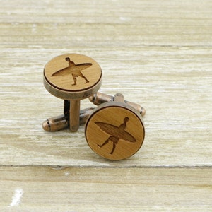Surfer Laser Cut Copper Wood Cufflinks - Shaka - Hang Loose - Surfer ...