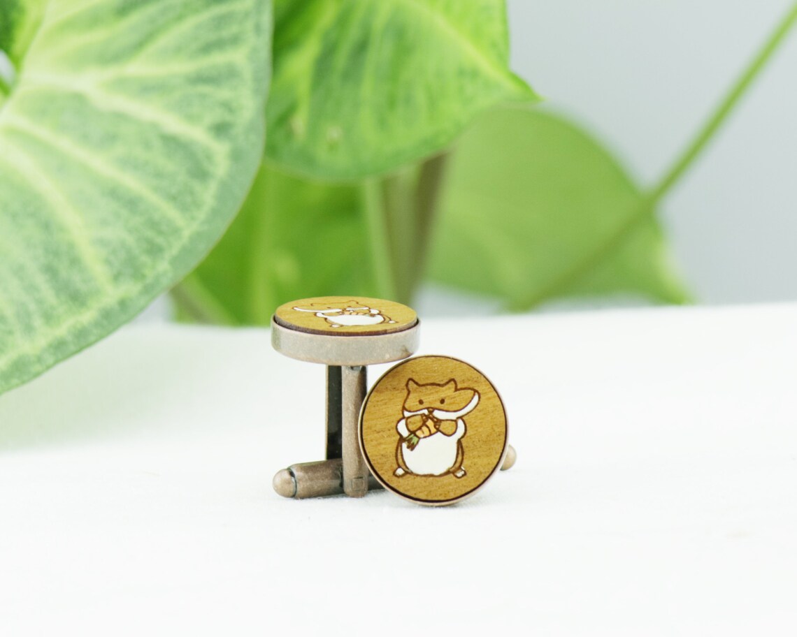 Hamster Laser Cut Wood Cufflinks - Wedding Cuff Links - Groom Present ...