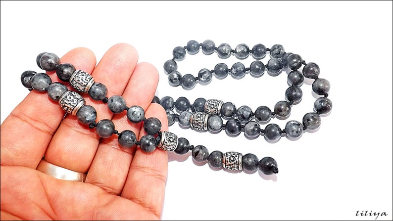 Men Mala Necklace - Men Long Necklace - Long Necklace With Labradorite ...