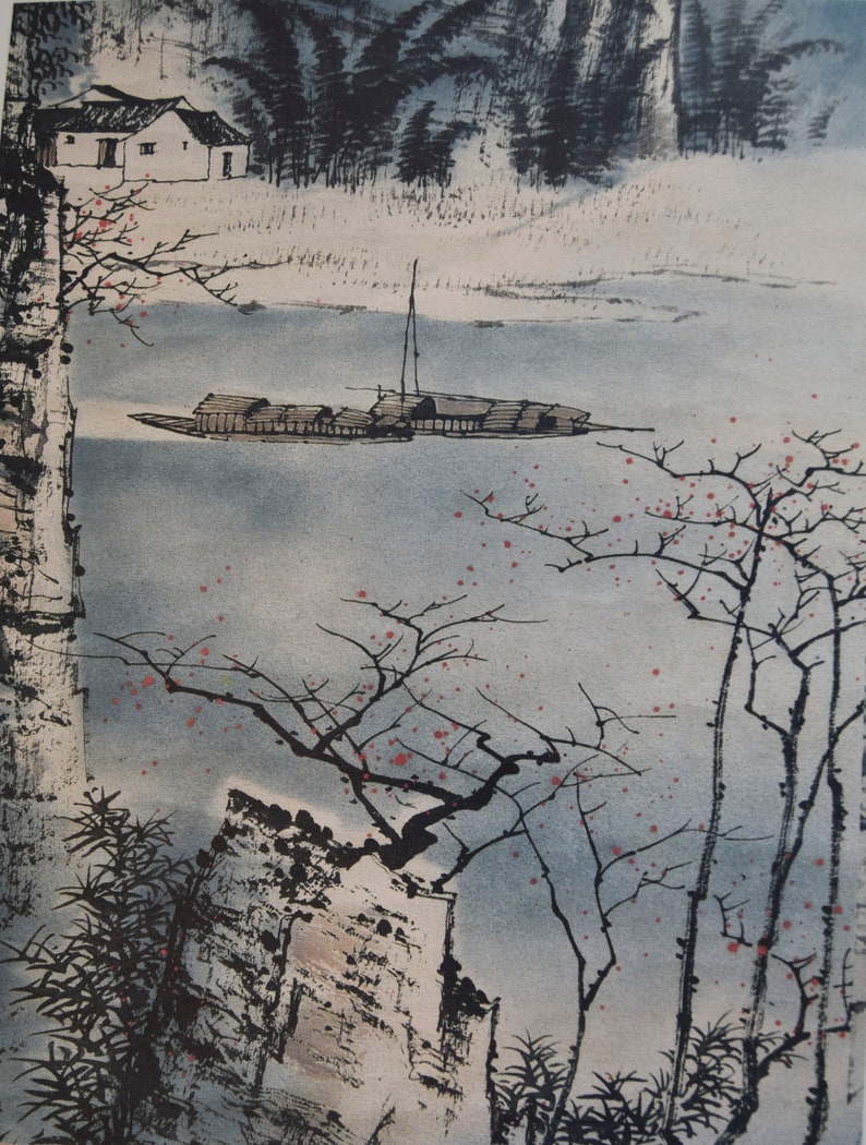 Japanese Art Paper: Cherry Blossoms & Misty Cliffs (2 Designs) - Etsy