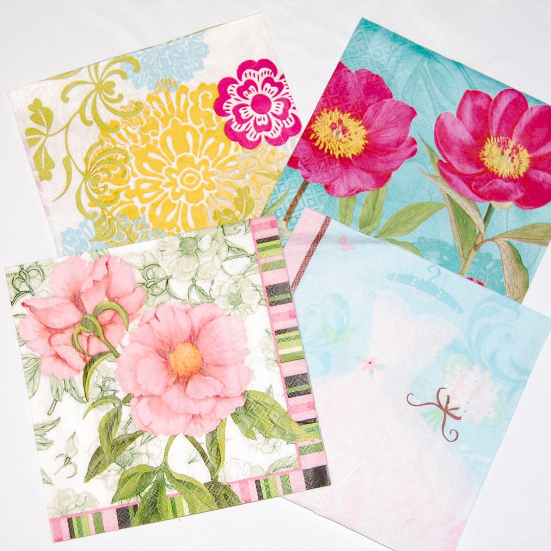 Spring Bride Napkins Four Paper Napkins for Wedding Project - Etsy