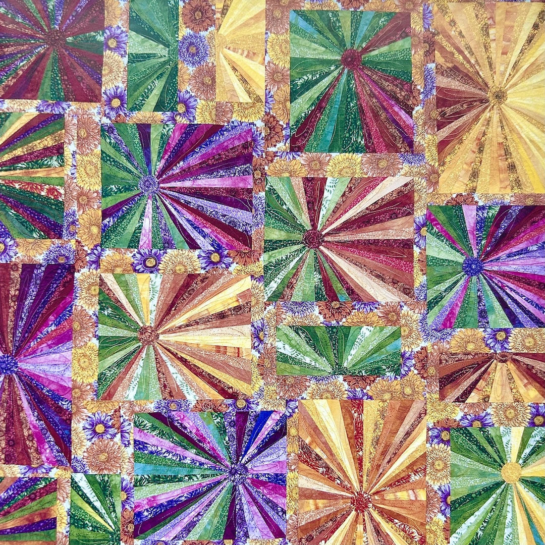Sunburst Patchwork Quilt, Decoupage Paper, American Quilt Pattern ...