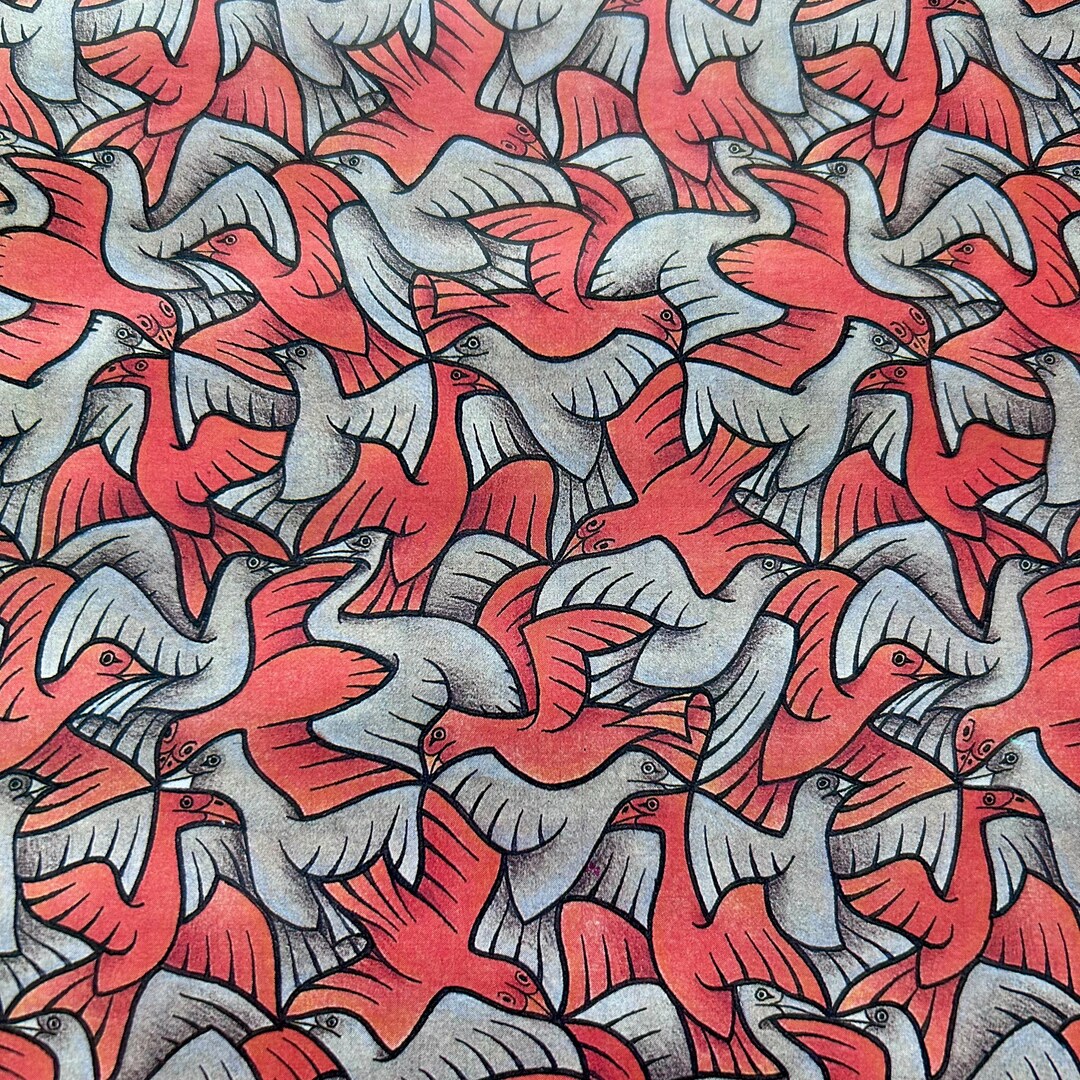 M.C. Escher Bird Design Paper: Red & Grey Art Deco Collage Sheets (11 ...