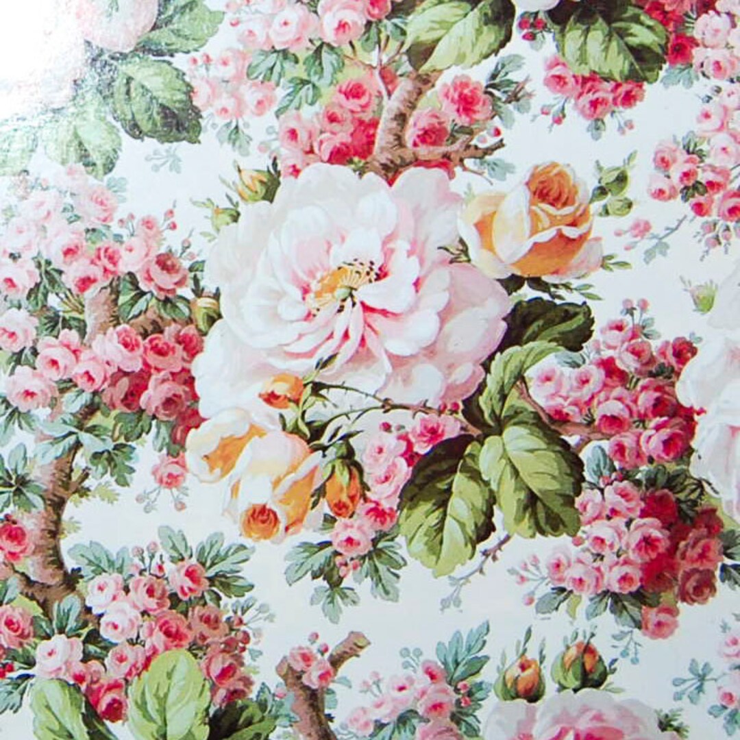 Vintage French Floral Paper: Pink Roses Decoupage, Scrapbooking (two 8. ...
