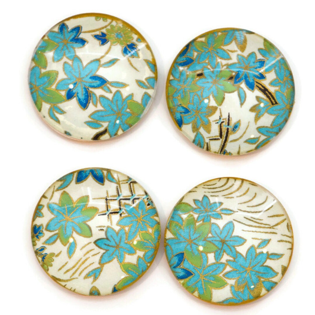 Green Leaves Glass Magnets, Set of 4 Magnets, Glass Decoupage Magnets ...