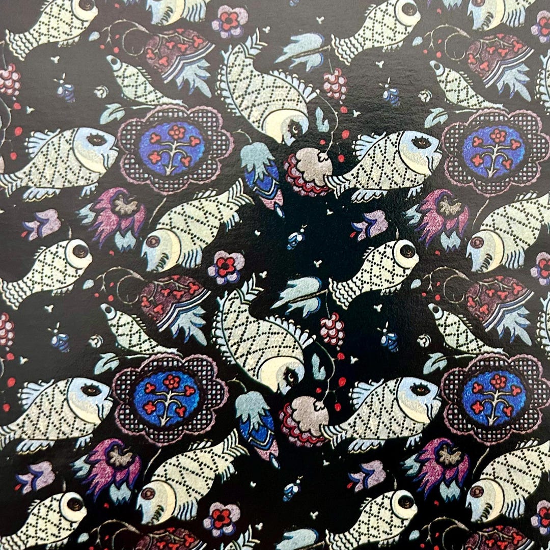 Art Deco Decoupage Paper: Abstract Fish and Flowers (2 Sheets) - Etsy