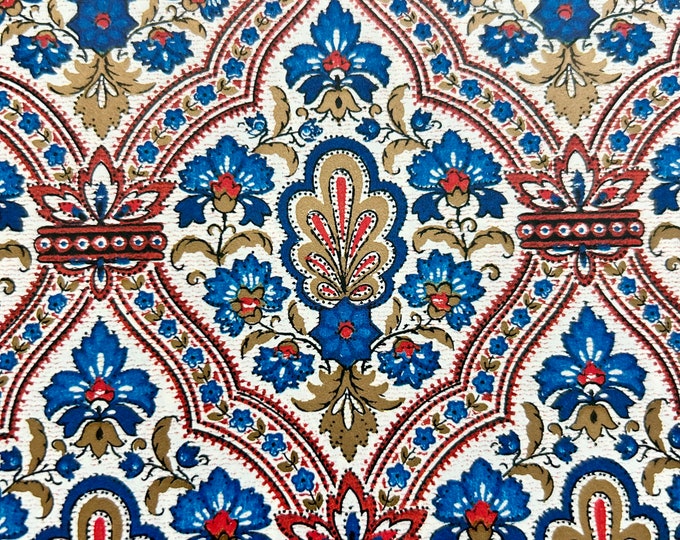 Florentine Paper, Gold Highlighted Paper, Red and Blue Floral Pattern ...