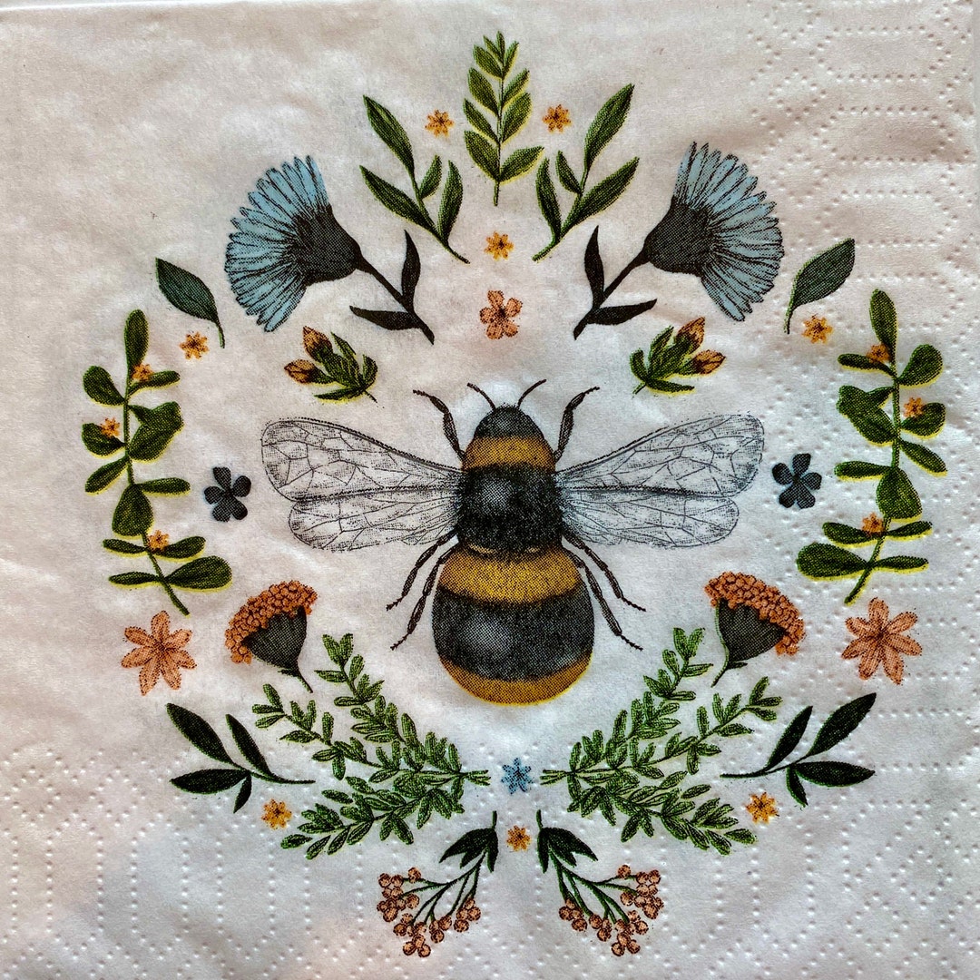 Honeybees, Set of 3 Napkins for Decoupage, Honeybees, Collage Paper ...