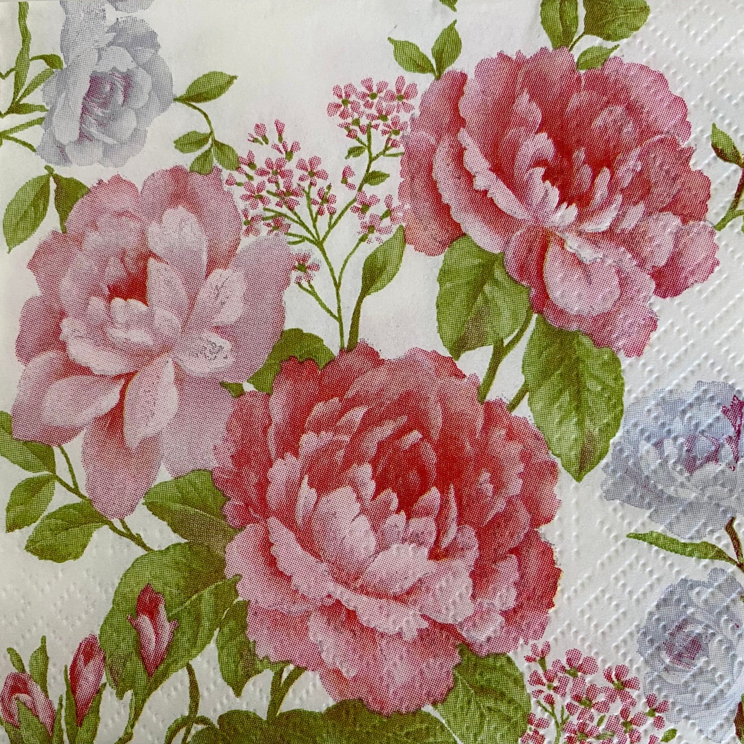 Pink Roses Decoupage Napkins: Floral Paper Crafts (set of 3) - Etsy