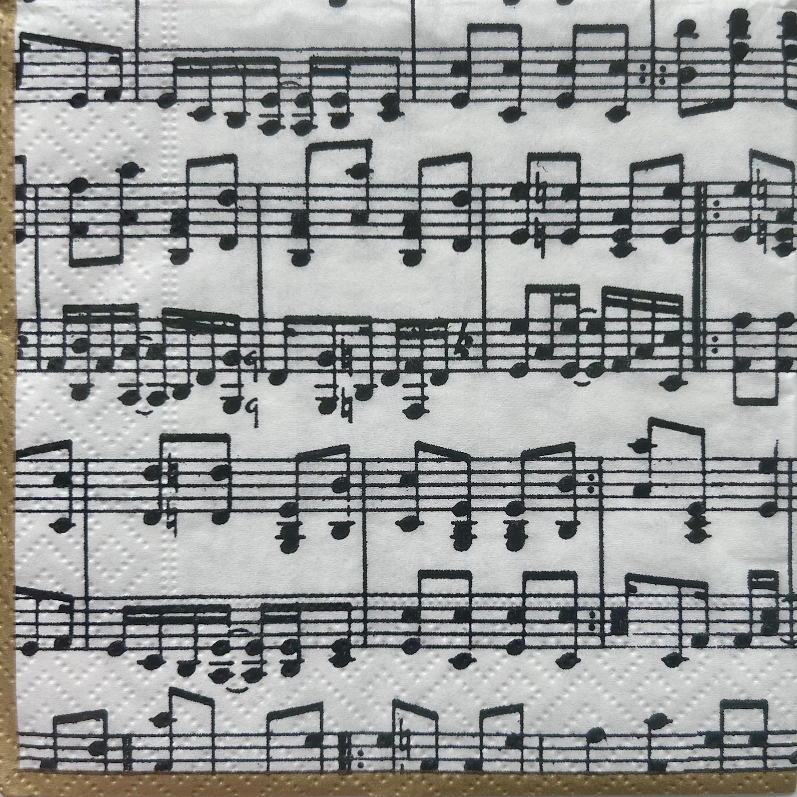 Musical Notes Paper Napkins: Black, White & Gold Decoupage (set of 3 ...
