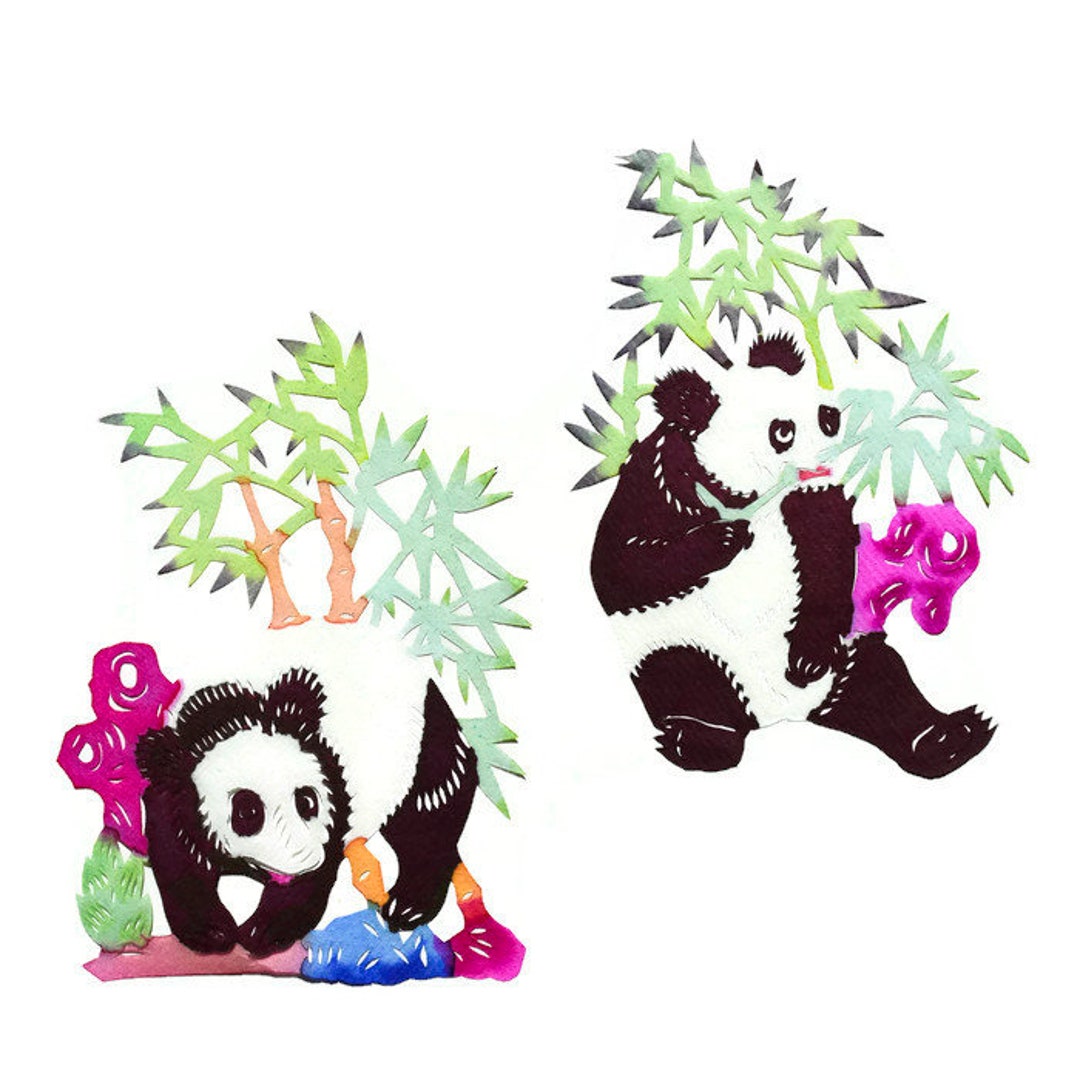 Panda Chinese Paper-cuts; 2 Delicate Panda Designs, Papercuts ...
