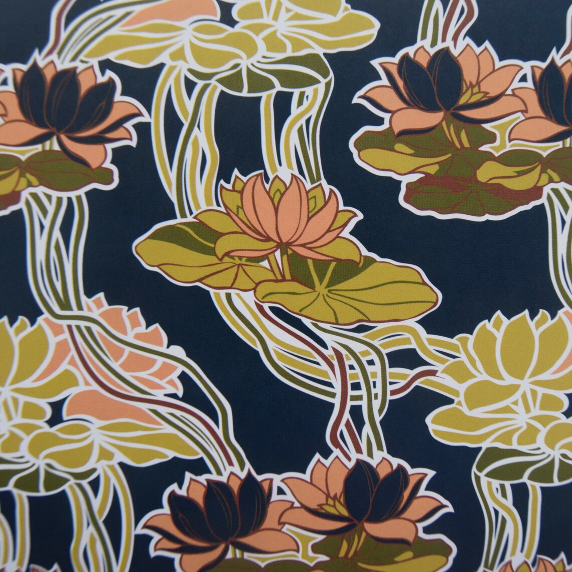 Art Deco Design Lotus Flower Decorative Paper Collage | Etsy