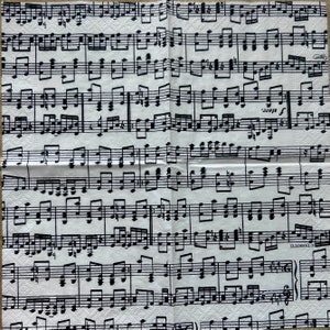 Musical Notes Paper Napkins: Black, White & Gold Decoupage (set of 3 ...