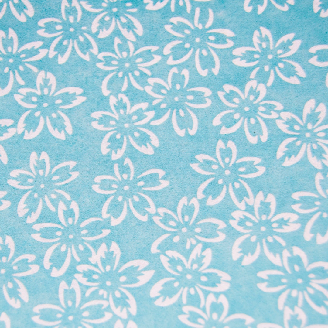 Blue Chiyogami Paper: Japanese Yuzen Paper With White Flowers (2 Sheets ...
