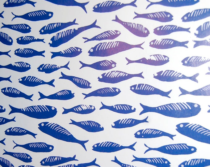 Decorative Paper Japanese Blue and White Swimming Fish Design - Etsy