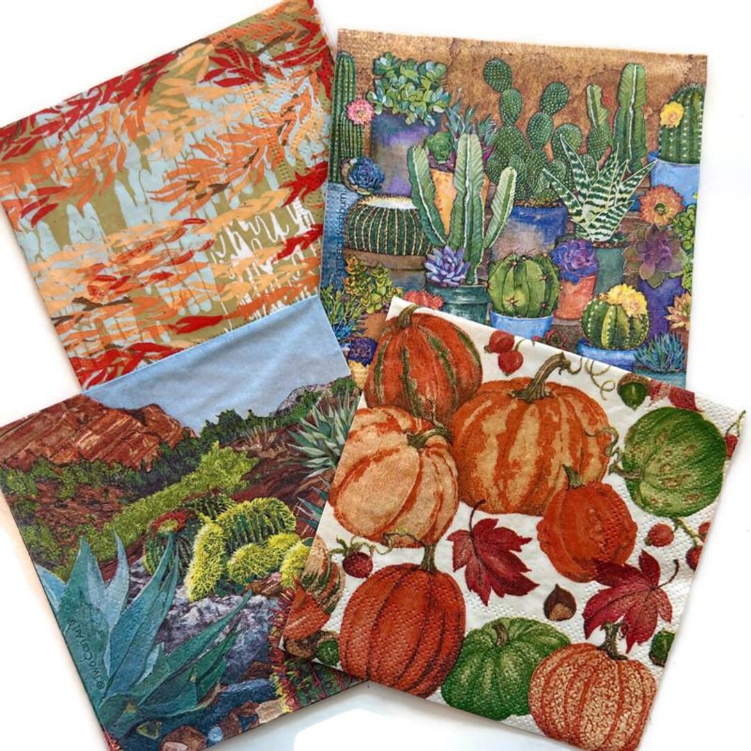 Fall Paper Napkins: Decoupage, Collage, Scrapbooking - Set of 4 - Etsy