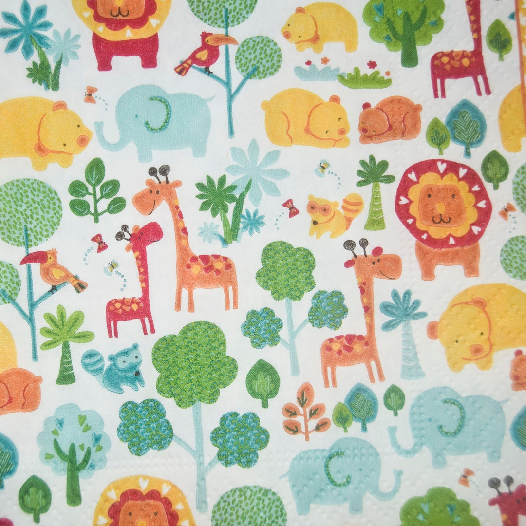 Baby Animal Decoupage Napkins: Lion & Giraffe Paper Crafts (set of 3 ...