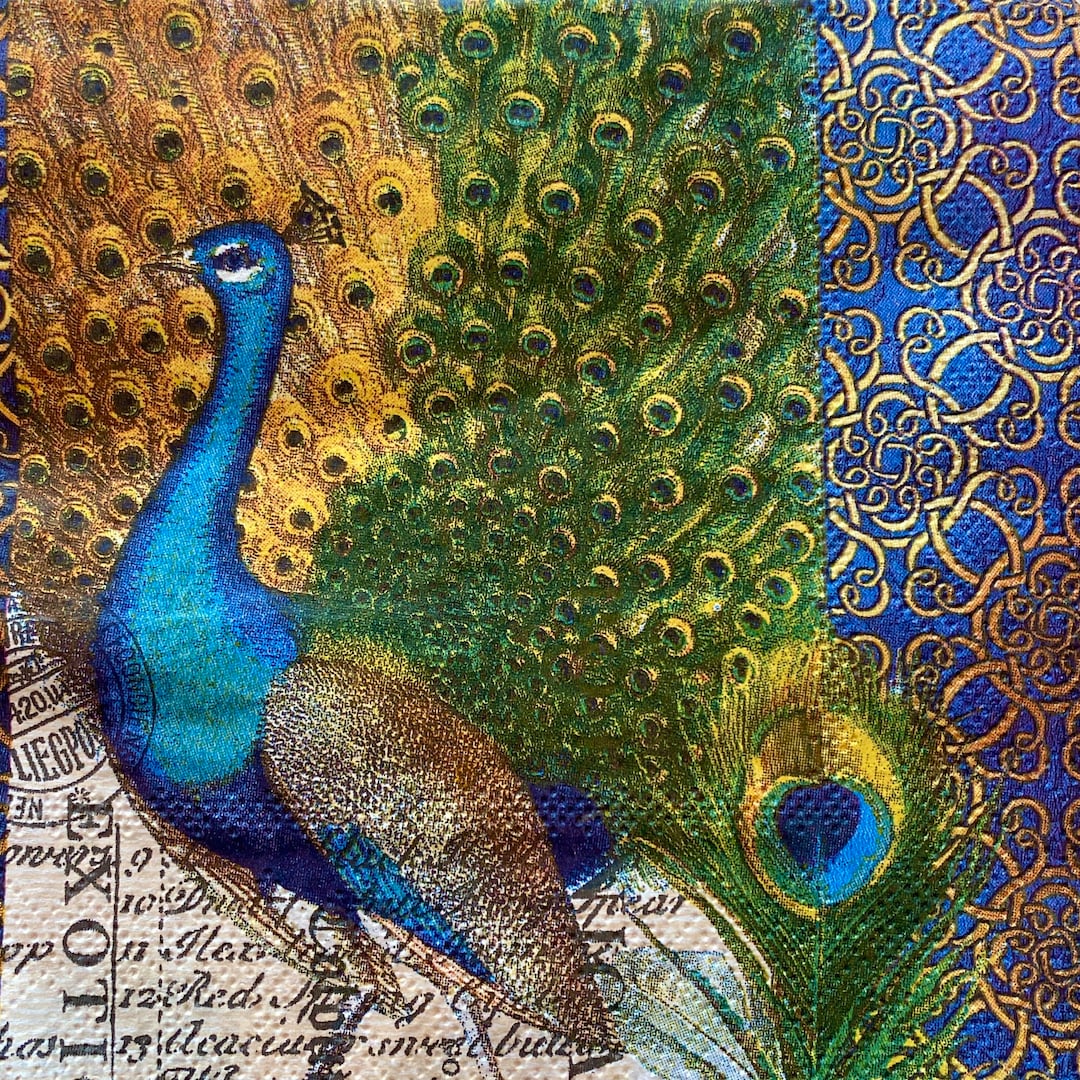 Peacock Paper Napkins, Paper Napkins for Decoupage, Collage Paper ...