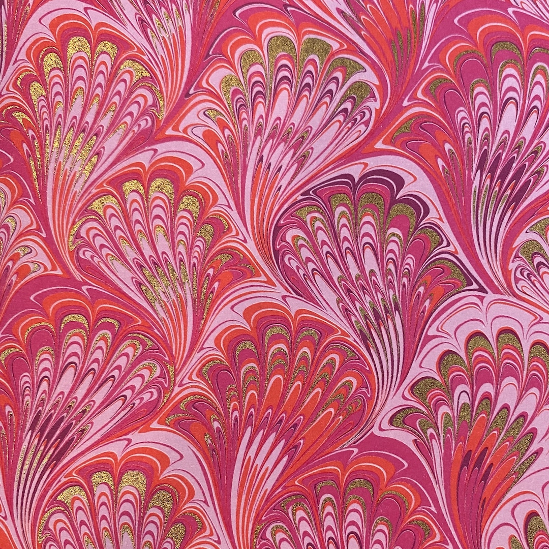 Florentine Paper, Red and Gold Marbled Print, Decoupage Paper, Collage ...