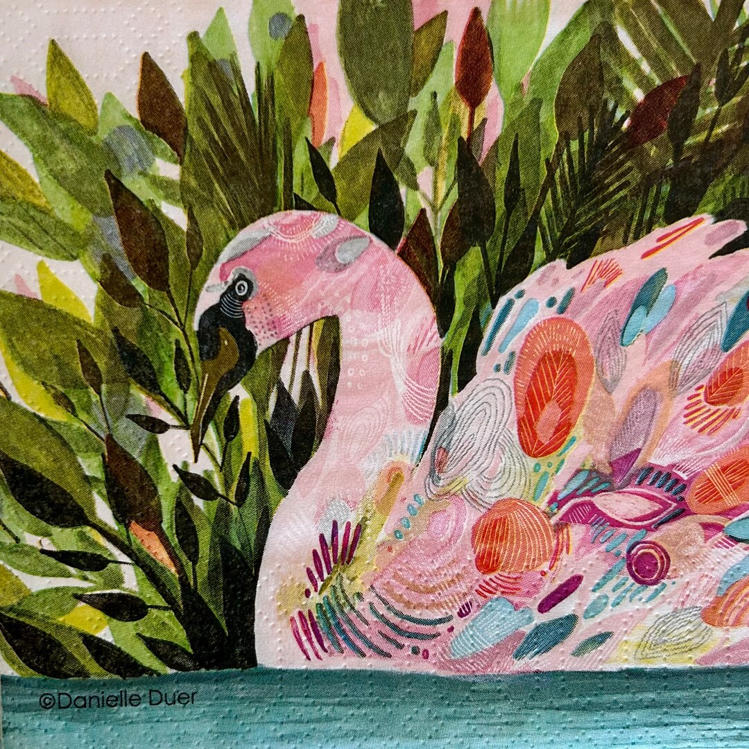 Colorful Swan Paper Napkins: Decoupage & Collage (set of 3) - Etsy