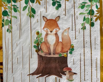 3 Decoupage Napkins, Bird Napkins, Whimsical Paper Napkin, Farm Animal ...