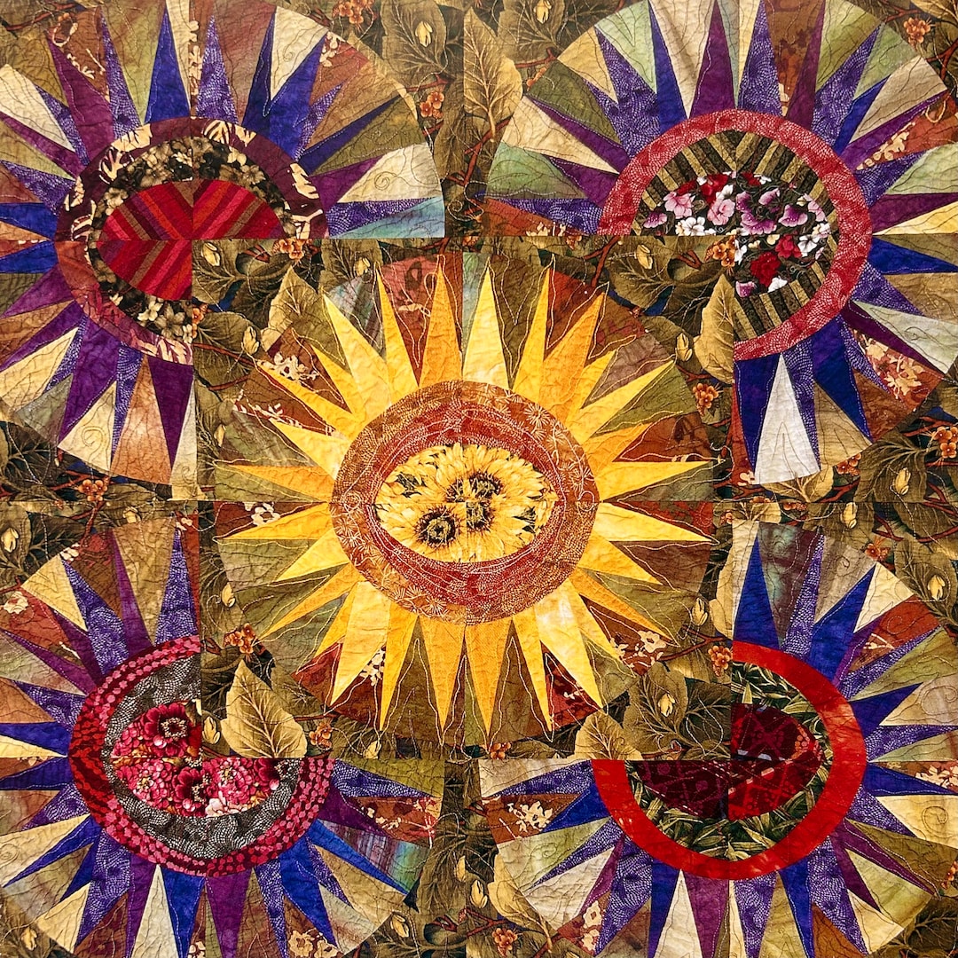 Sunburst Patchwork Quilt, Decoupage Paper, American Quilt Pattern ...