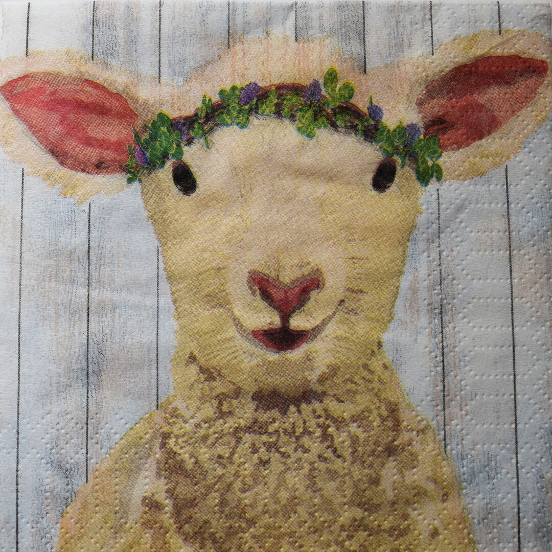3 Decoupage Napkins, Farm Sheep Napkins, Whimsical Paper Napkin, Farm ...