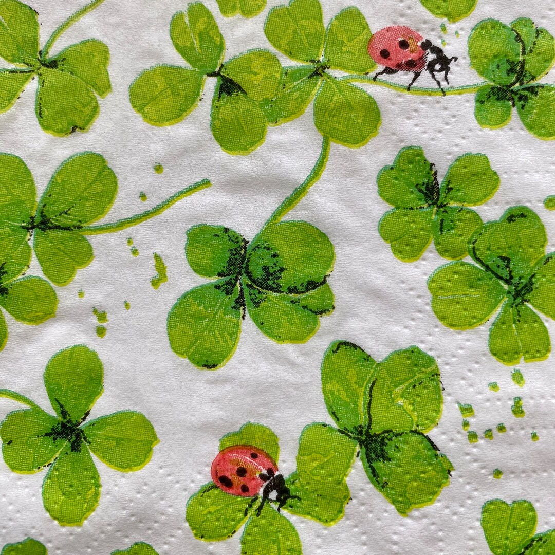 Clover and Ladybug Paper Napkins: Decoupage Supplies, Set of 3 - Etsy