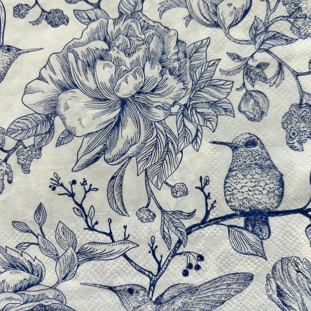 Blue Floral Hummingbird Napkins: Decoupage Paper Crafts (set of 3) - Etsy