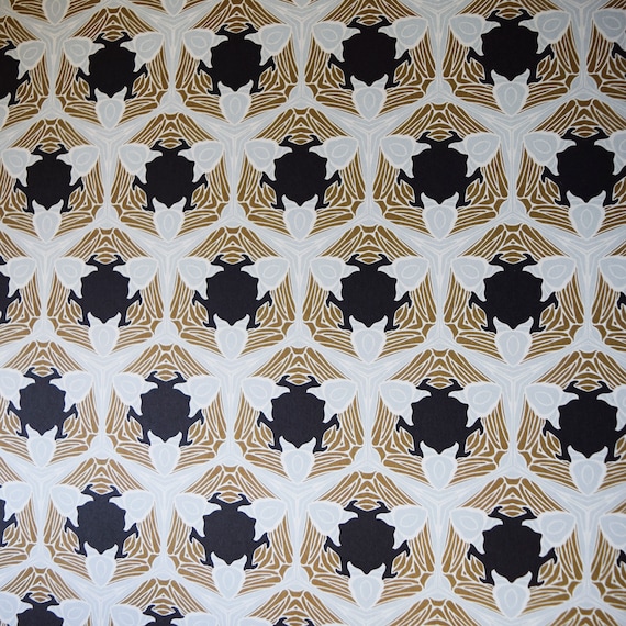 Decoupage Paper Art Deco Design in Pale Blue Black Gold and | Etsy