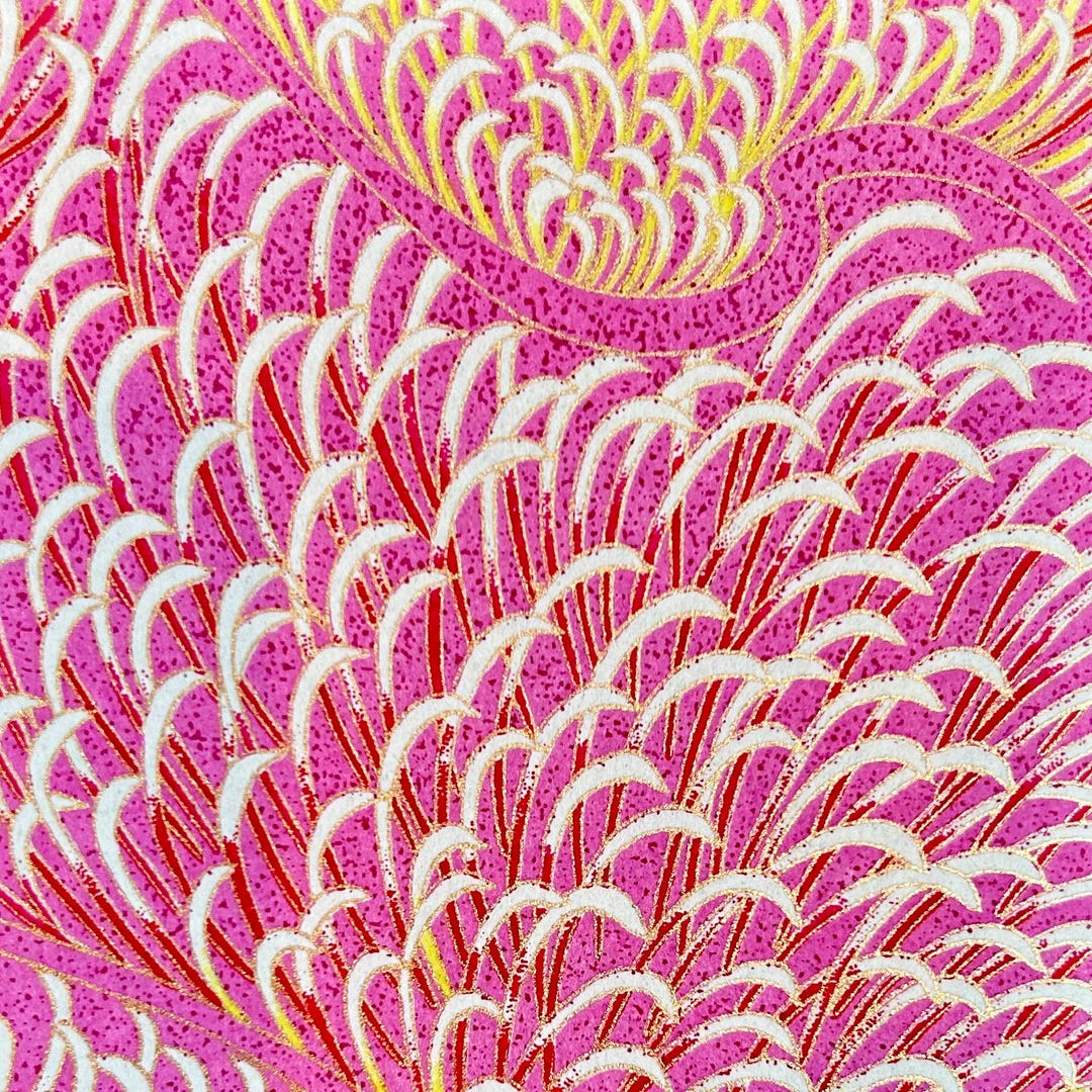 Decorative Paper, Japanese Chiyogami Yuzen Paper, Pink and Gold ...