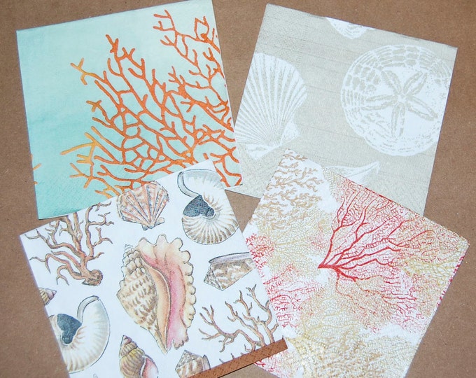 Decoupage Napkins Ocean Beauties: Sea Shells and Coral - Etsy