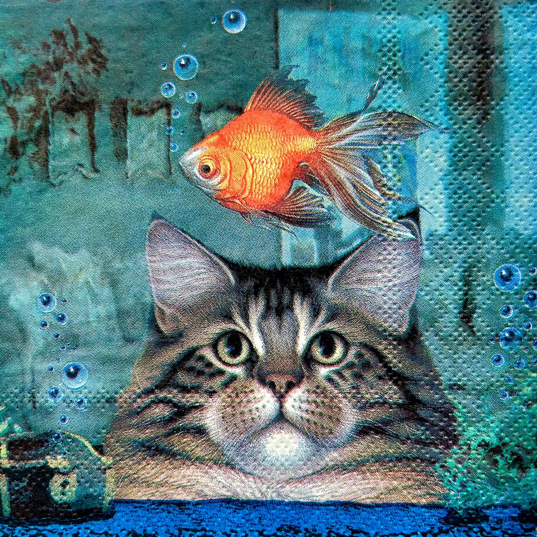 Cat and Goldfish Paper Napkins: Decoupage Craft Supplies (3 Napkins) - Etsy