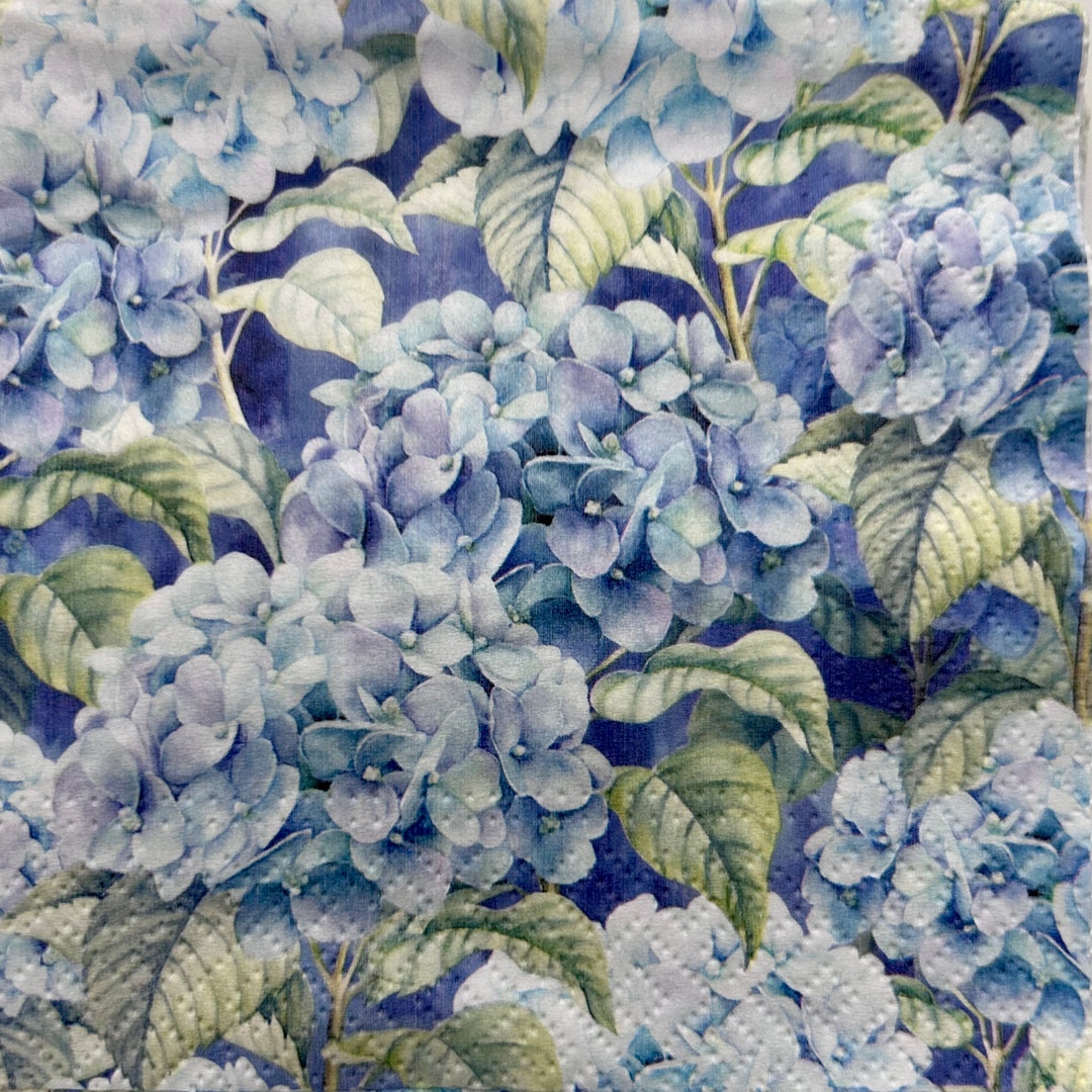 Blue Hydrangea Flower Napkins, Floral Paper Napkins, Flower Decoupage ...